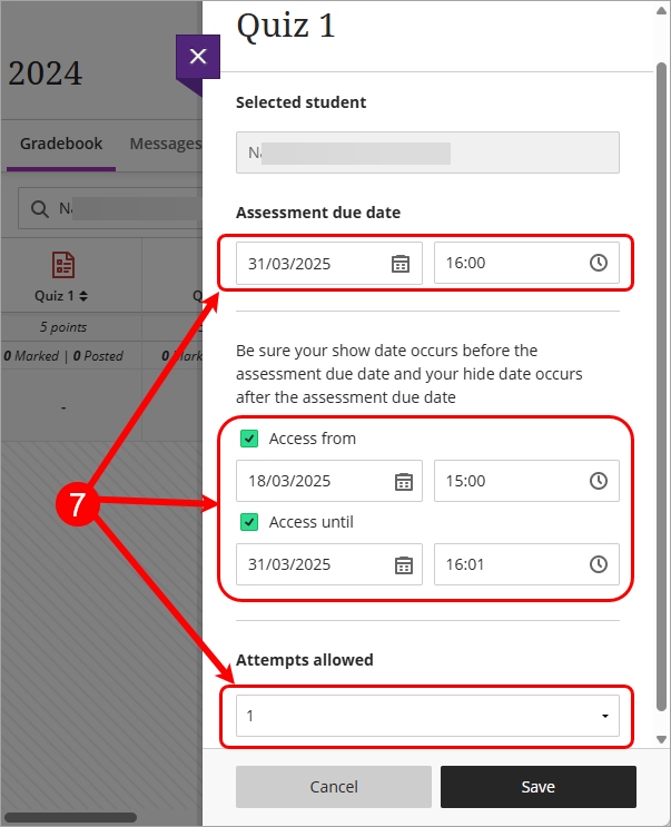 Add or edit exceptions (extensions & extra attempts) (Ultra) - eLearning - University of Queensland